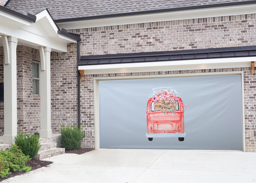 Just Married Bus Wedding Garage Door Banner – DoorPOP